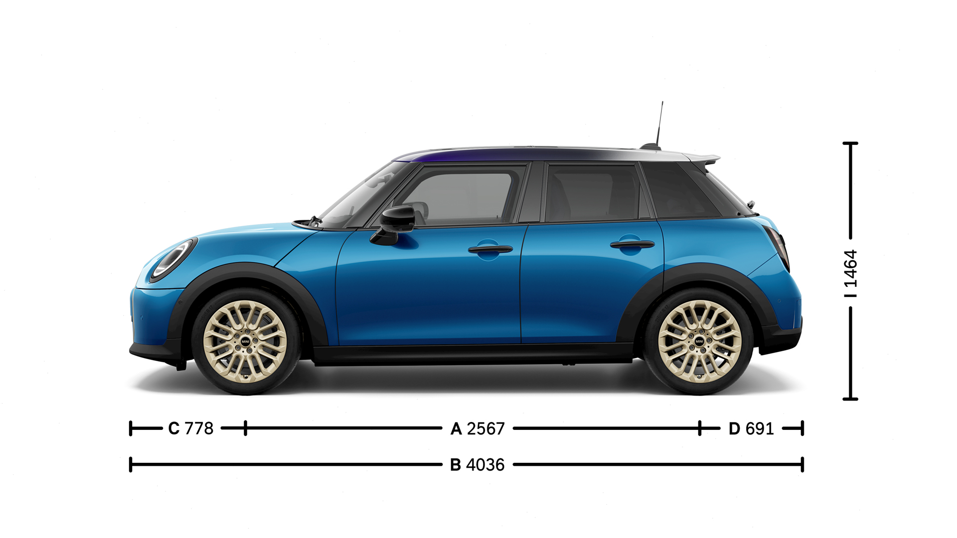 MINI Cooper sa 5 vrata - Dimenzije – MINI Srbija